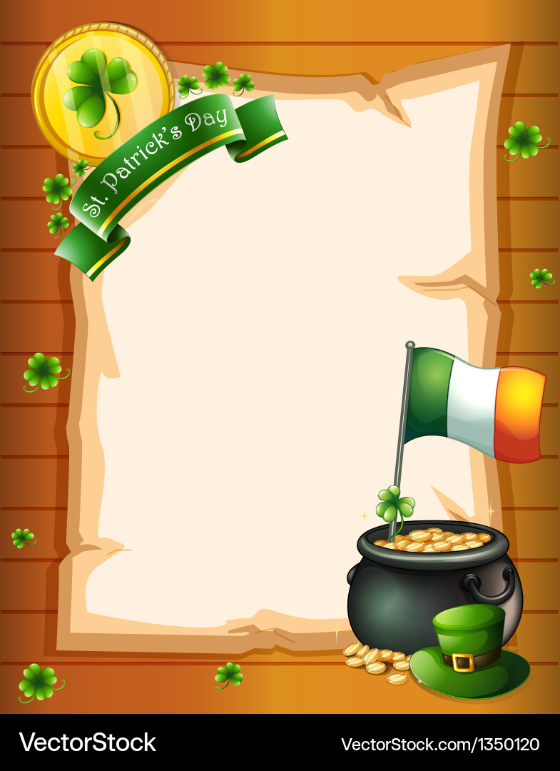 St. Patrick's Day Paper Template Royalty Free Vector Image