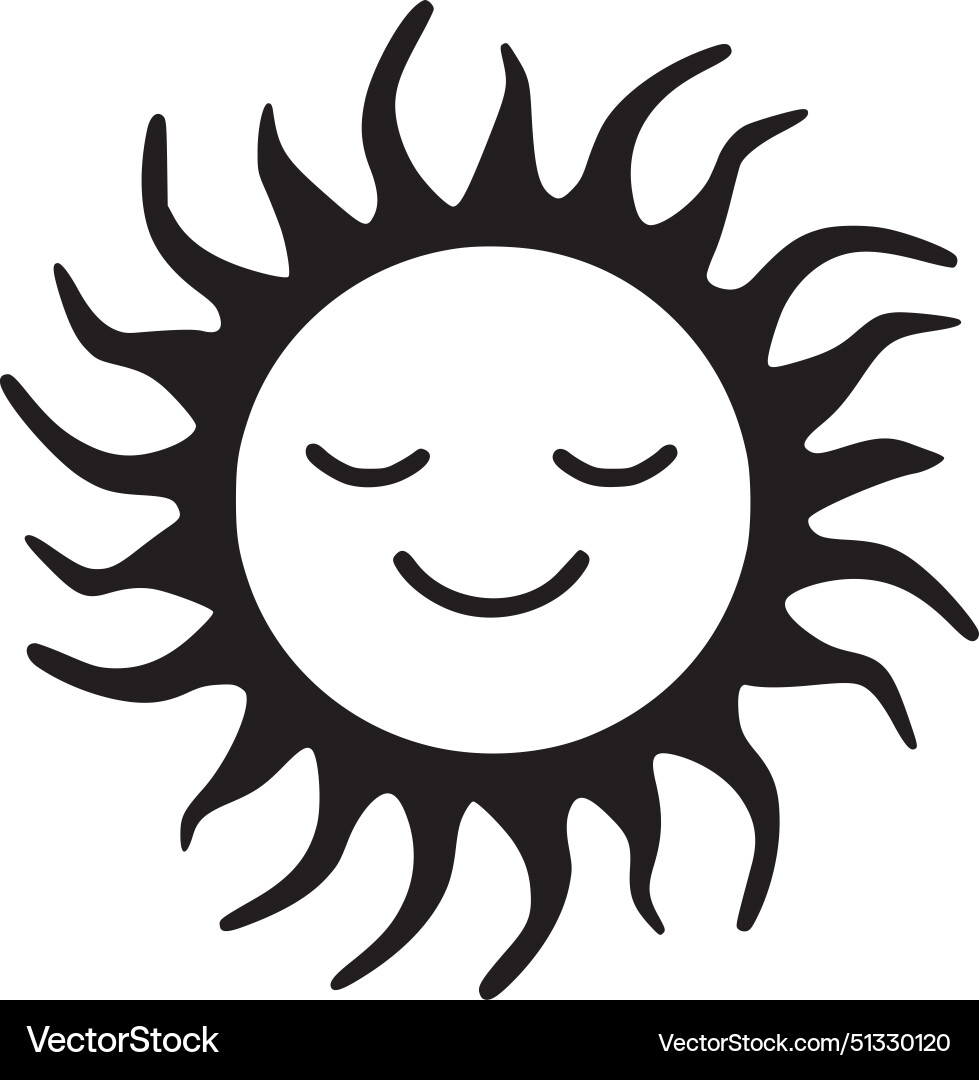 Sun - black and white Royalty Free Vector Image