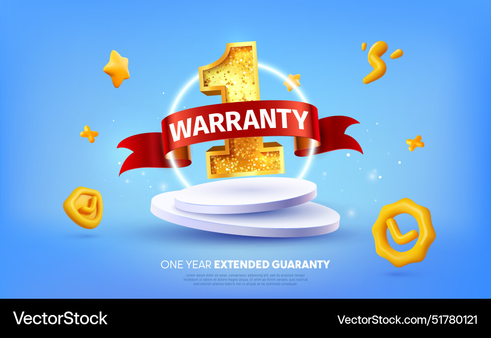 1 year warranty label 3d one Royalty Free Vector Image