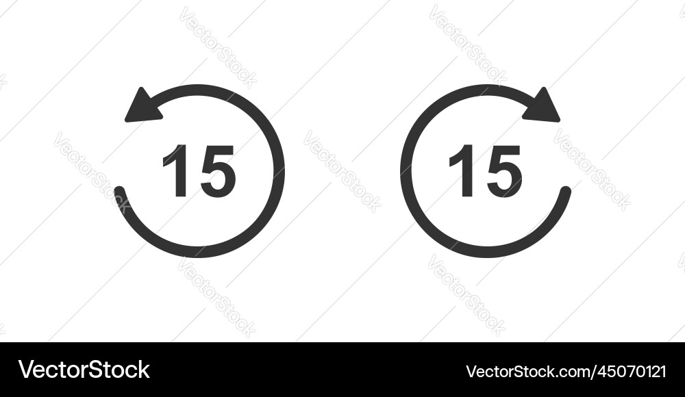15 seconds rewind and fast forward icons round Vector Image