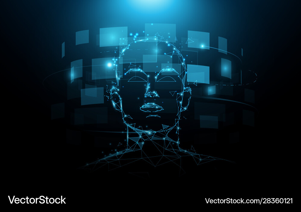 A portrait head human and digital screen virtual Vector Image