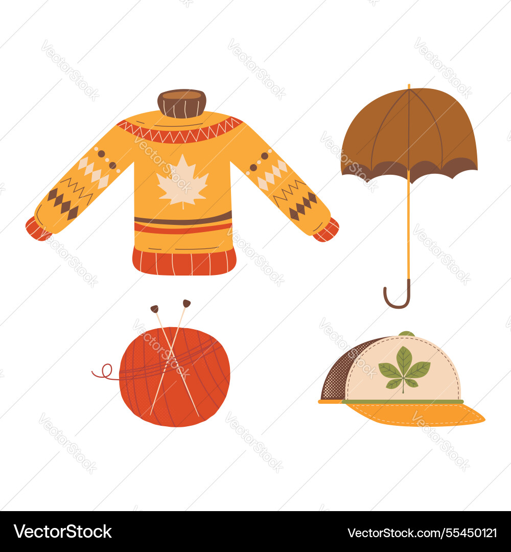 Autumn hand drawn clipart collection fall season Vector Image