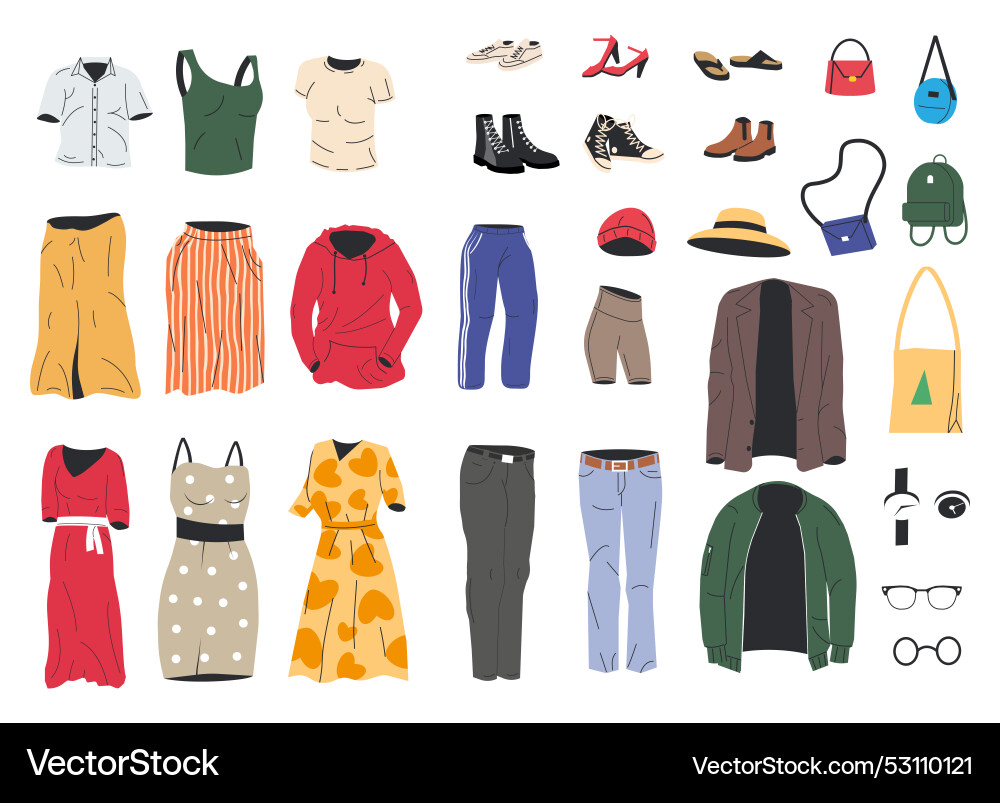 Collection of woman wardrobe Royalty Free Vector Image