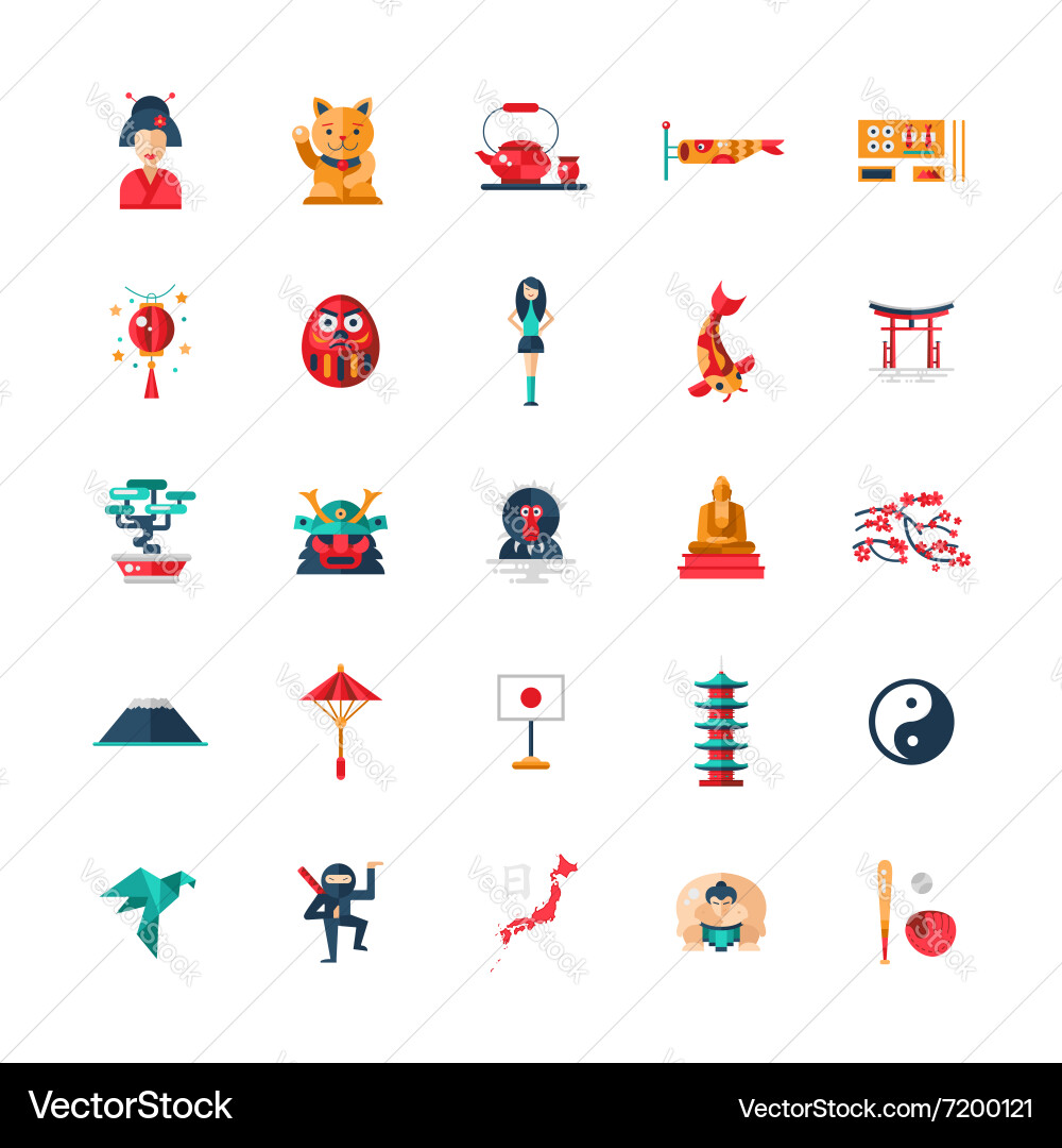 Flat design japan travel icons infographics Vector Image