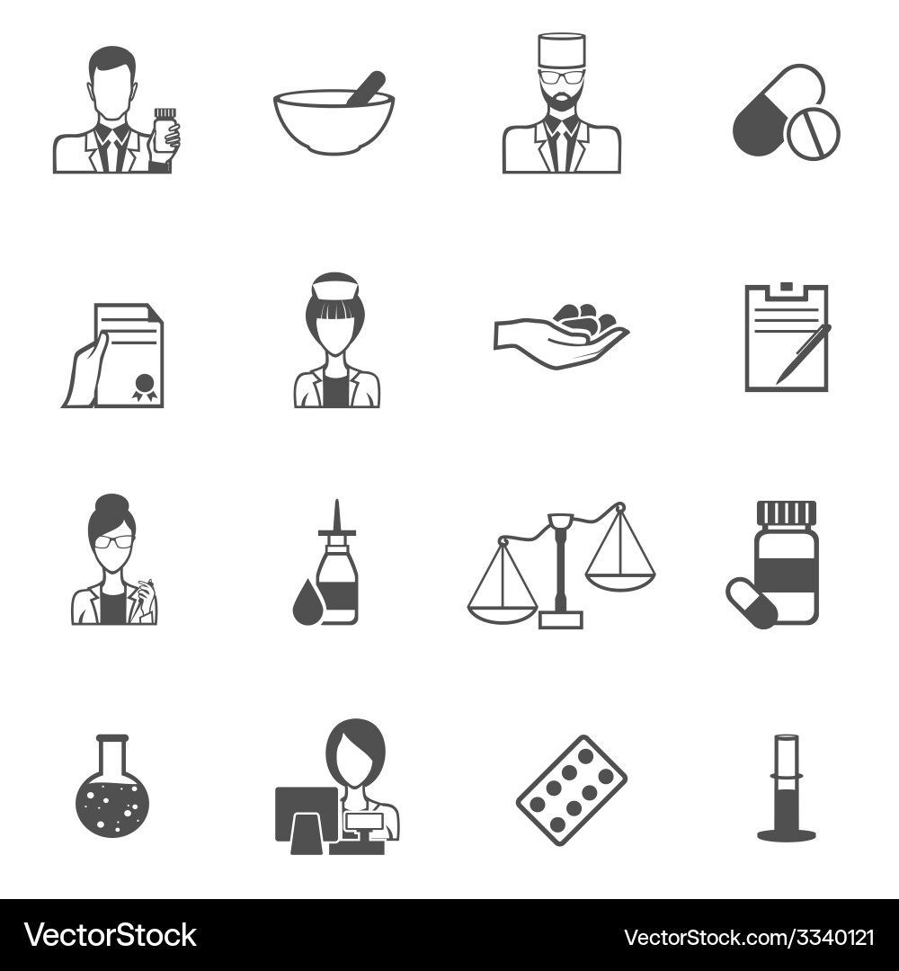 Pharmacist icon black set Royalty Free Vector Image