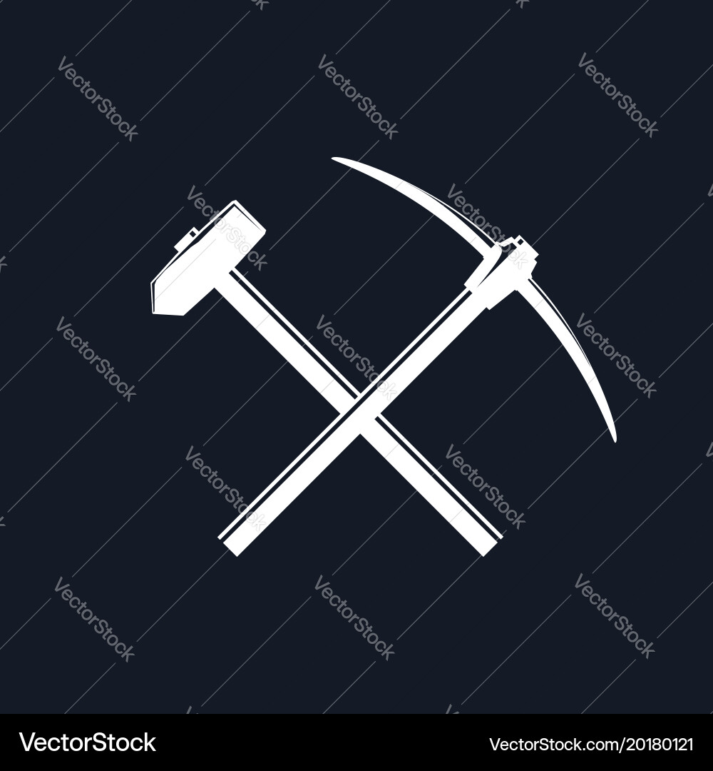 Silhouette of a crossed pickaxe and sledgehammer Vector Image