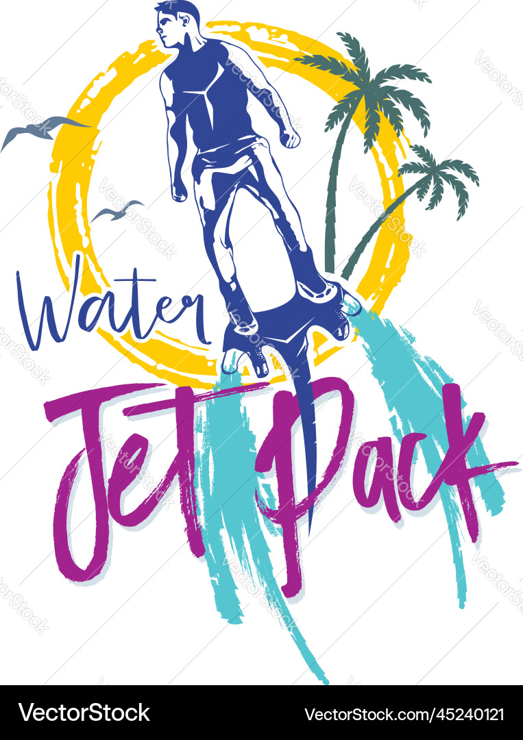 Water jet pack extreme sport Royalty Free Vector Image