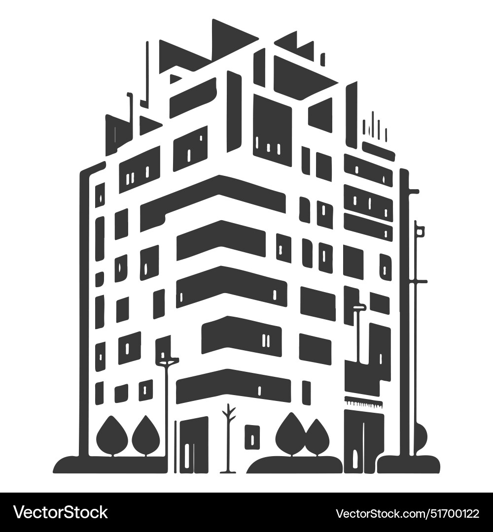 Building apartment city grey Royalty Free Vector Image