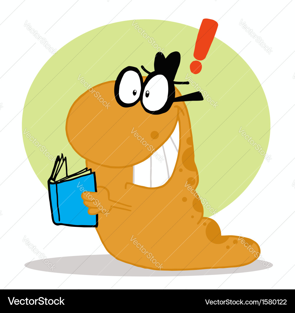 Cartoon bookworm Royalty Free Vector Image - VectorStock
