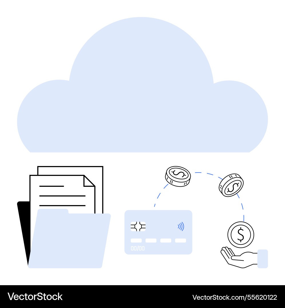 Cloud storage for documents and digital Royalty Free Vector