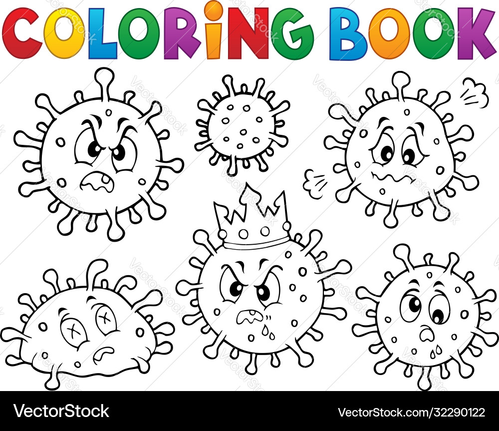 Coloring book viruses set 1 Royalty Free Vector Image