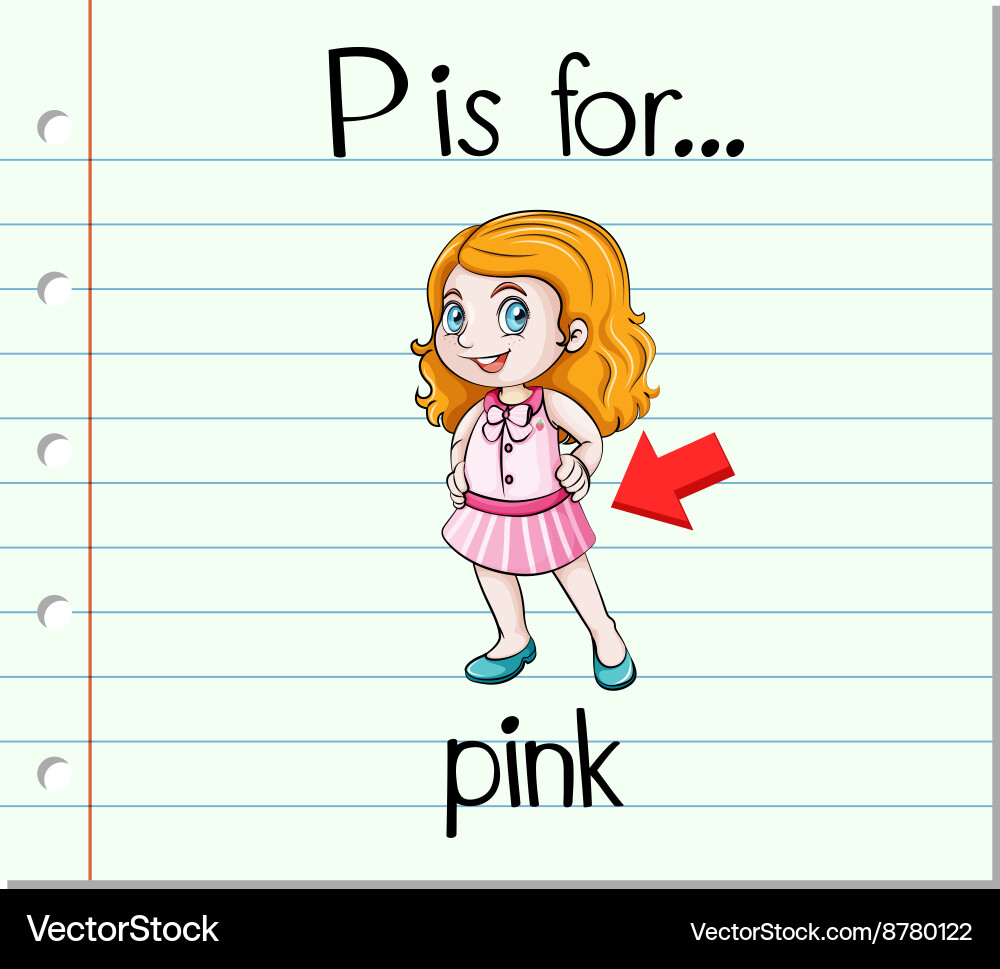 Flashcard letter p is for pink Royalty Free Vector Image