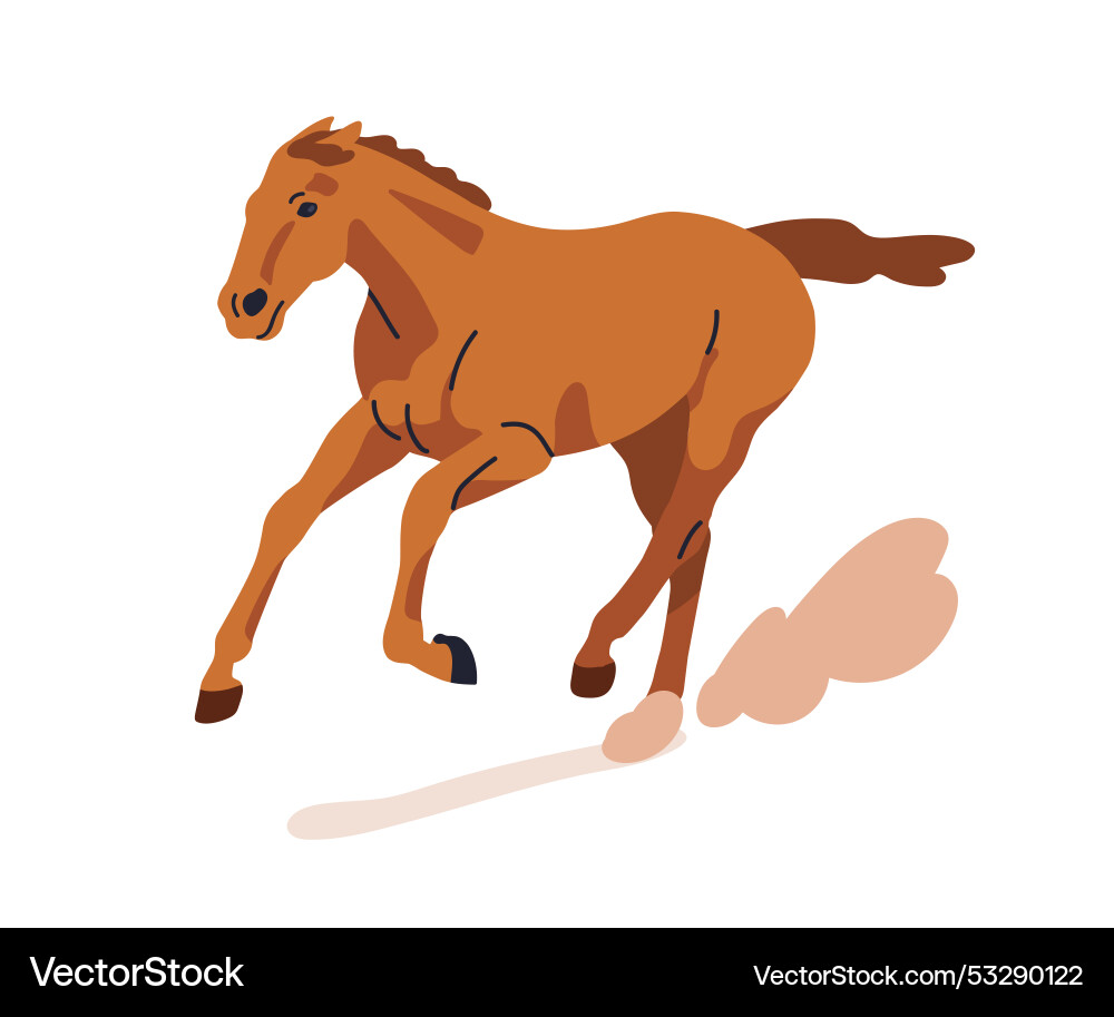 Galloping horse running fast thoroughbred Vector Image