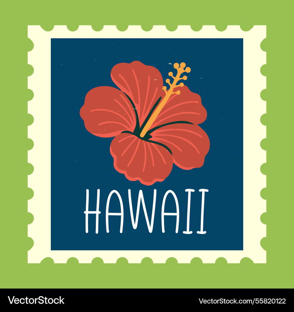 Hawaii postage stamp design Royalty Free Vector Image