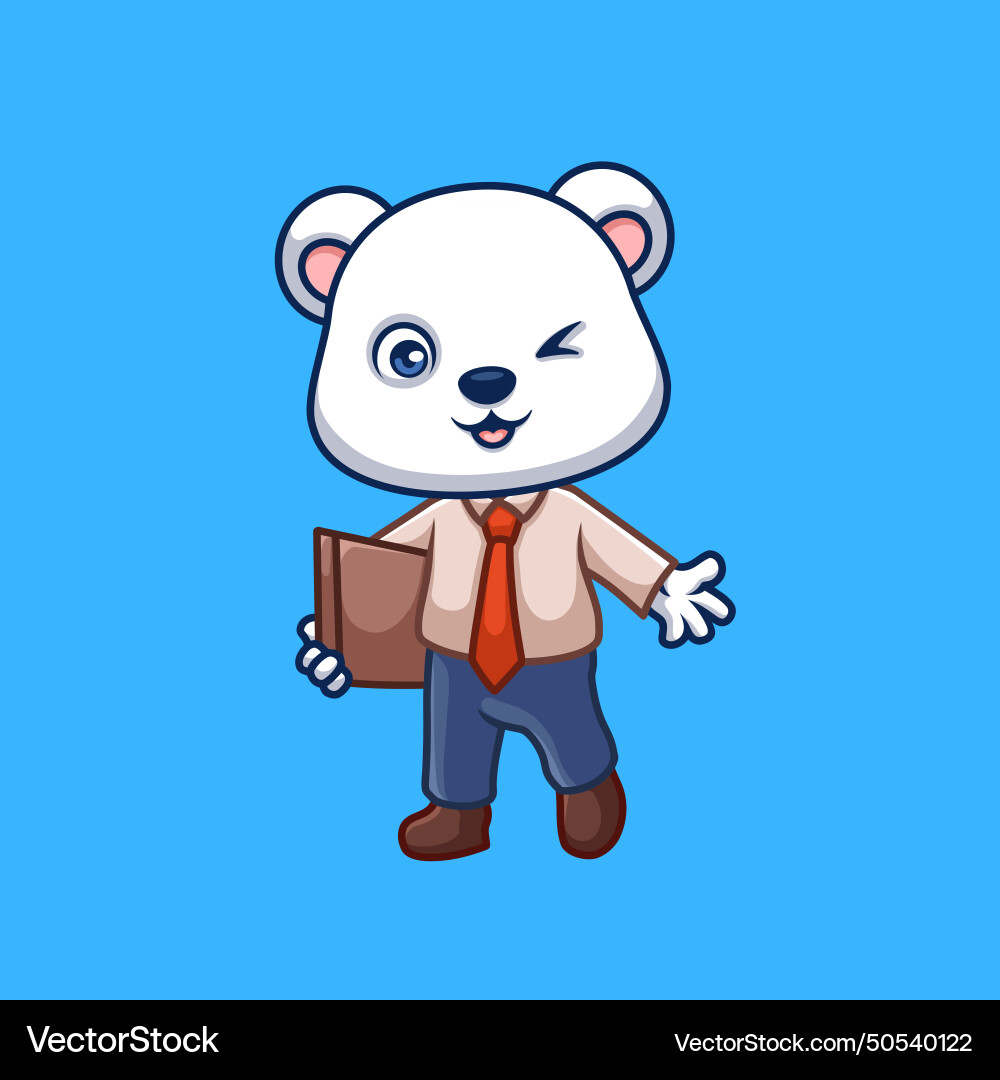 Manager polar bear cute cartoon Royalty Free Vector Image