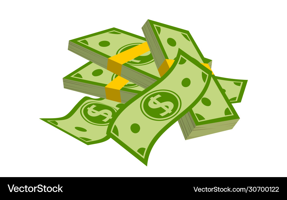 Neat mountain paper banknotes cartoon Royalty Free Vector
