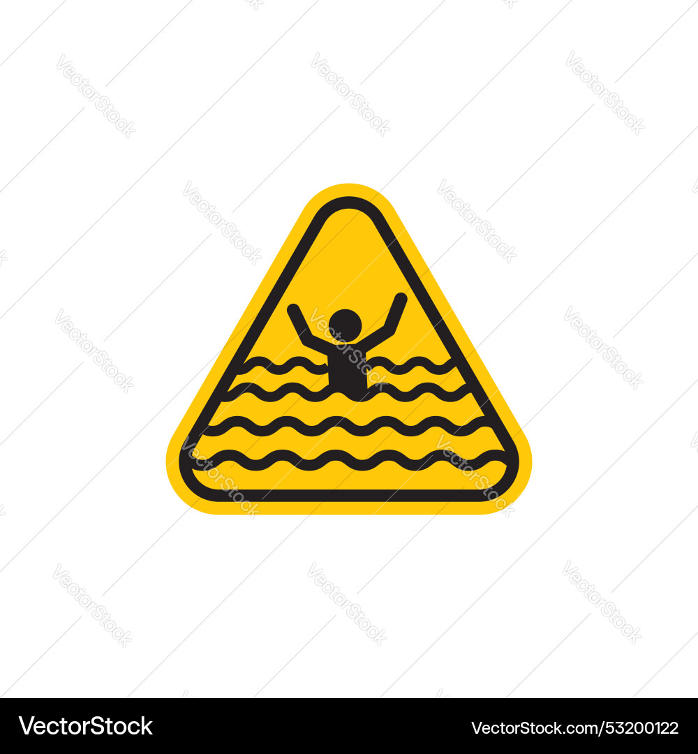 Risk of drowning warning sign icon set caution Vector Image