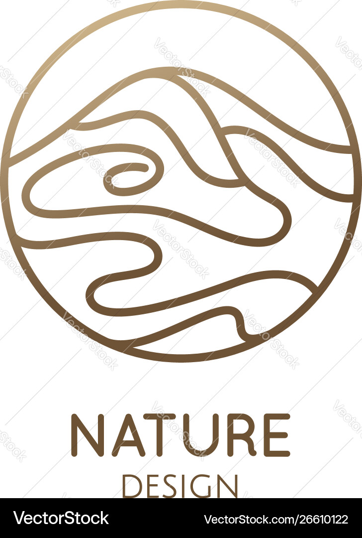 Wavy lines structure landscape logo Royalty Free Vector