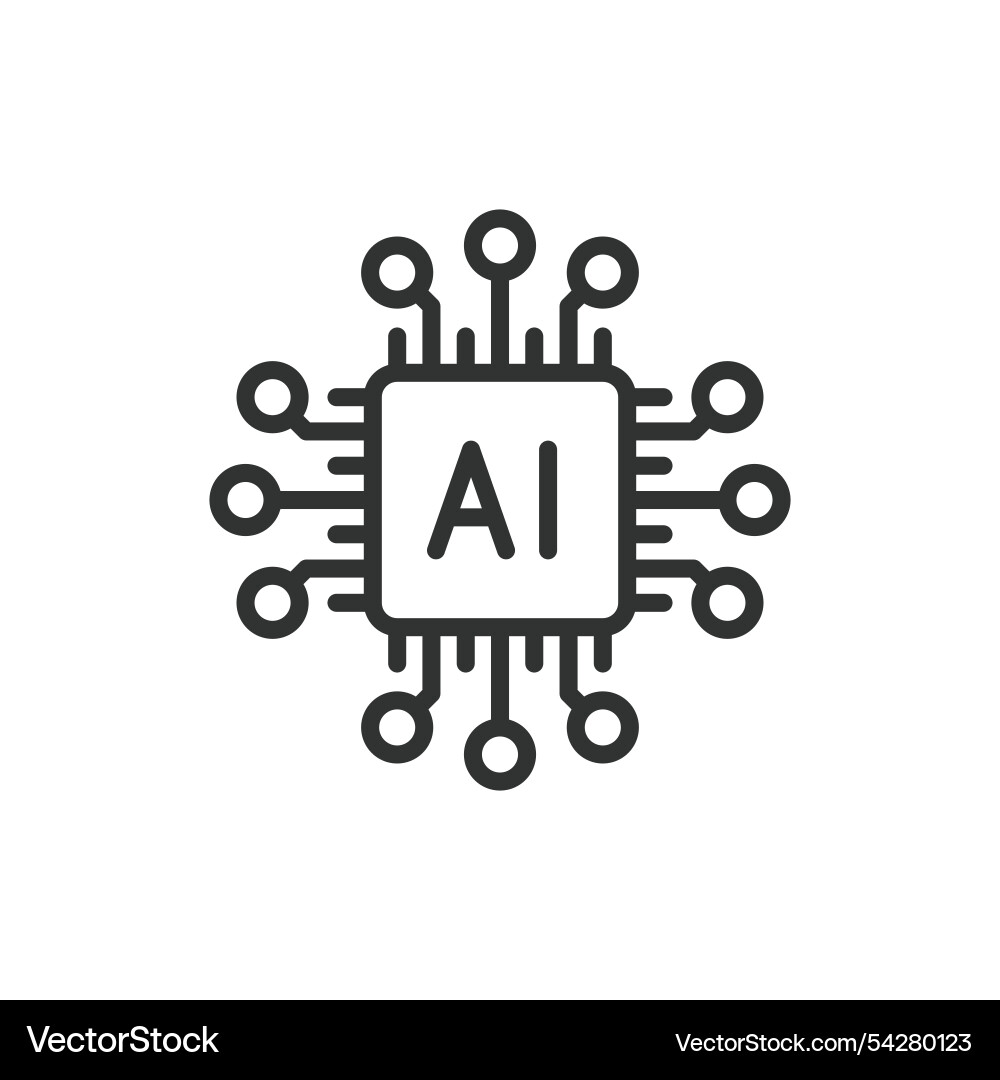 Ai processor chip icon in line design ai Vector Image