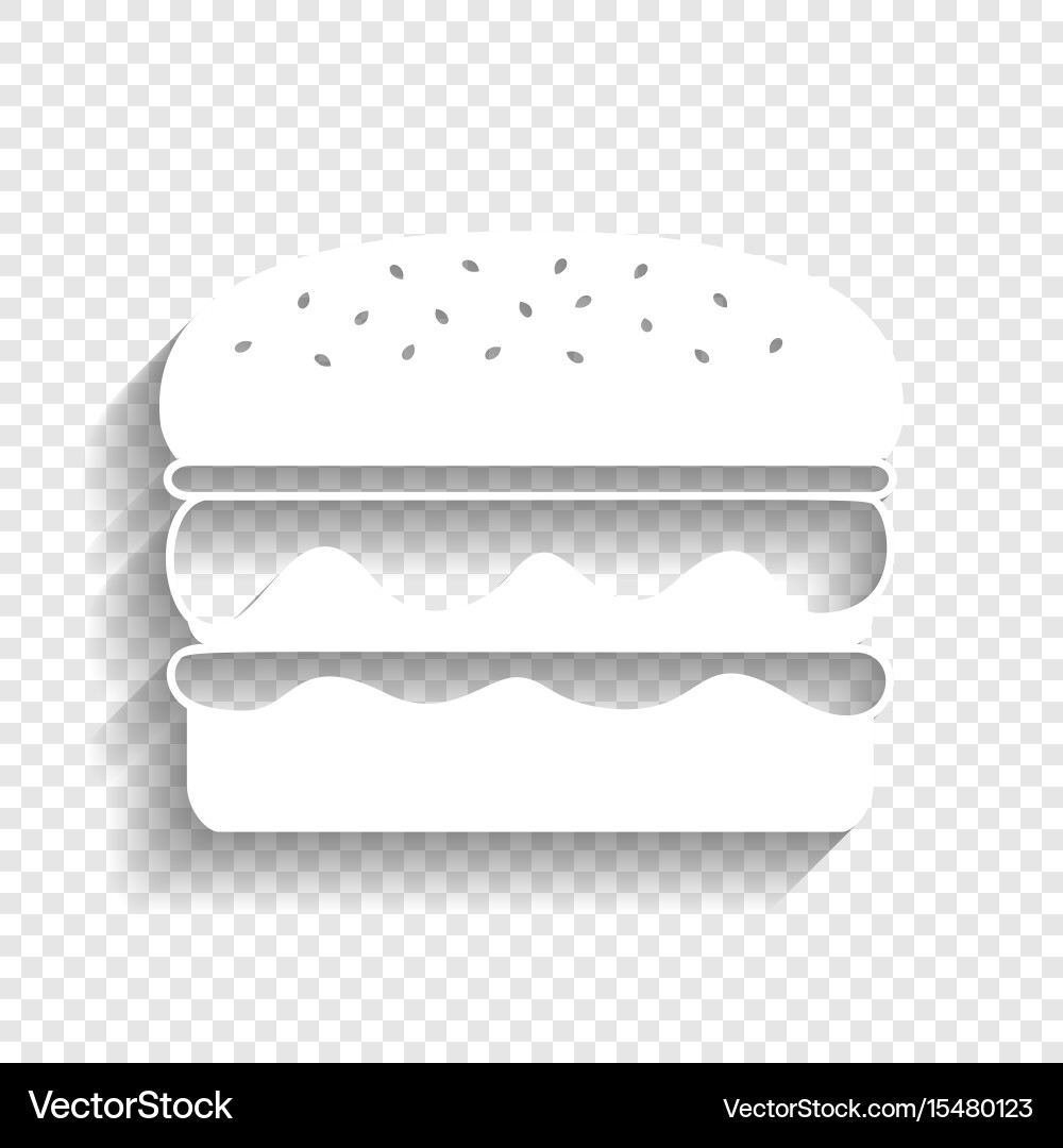 Burger simple sign white icon with soft Royalty Free Vector
