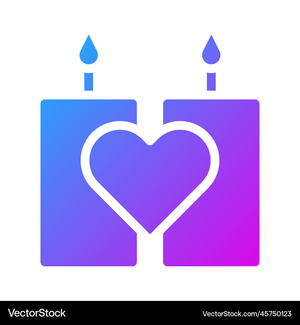 Candle icon solid gradient style valentine Vector Image