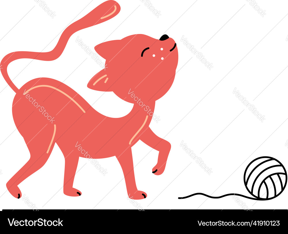 Cartoon red cat on white Royalty Free Vector Image