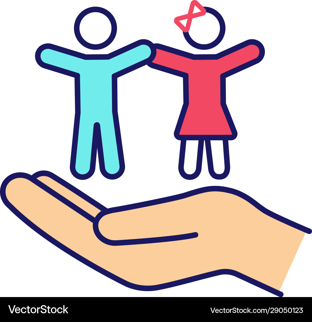 Children rights color icon Royalty Free Vector Image