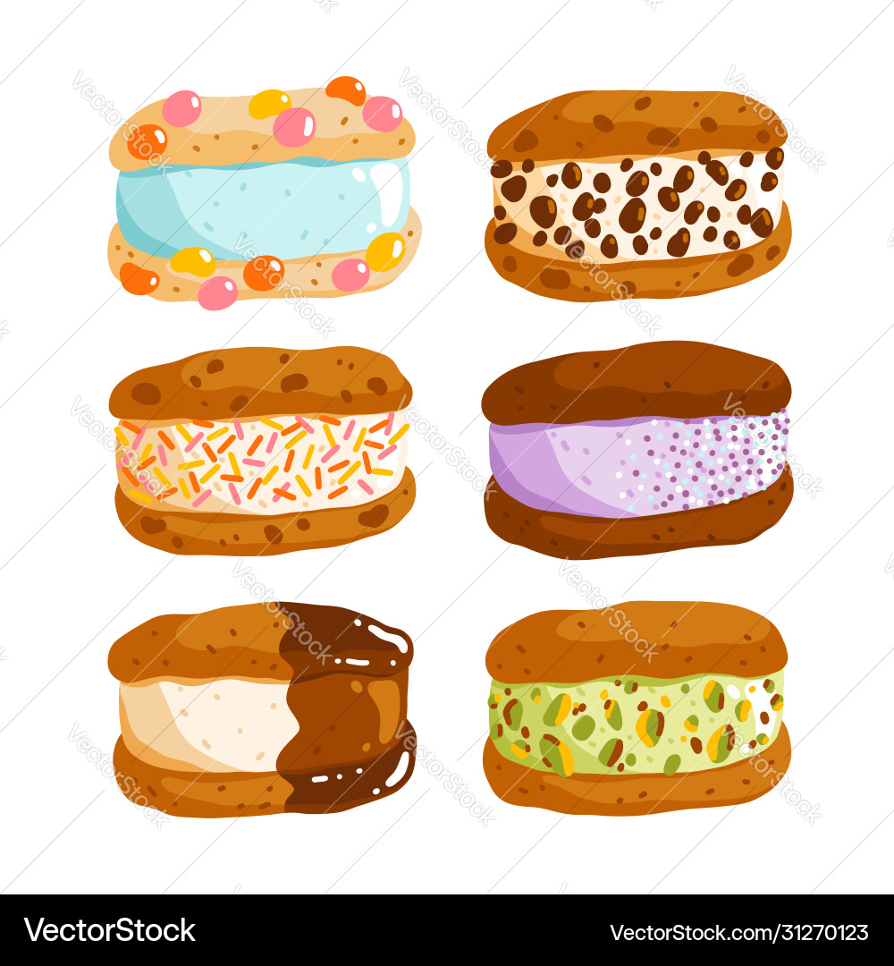 Cookie ice cream sandwiches Royalty Free Vector Image