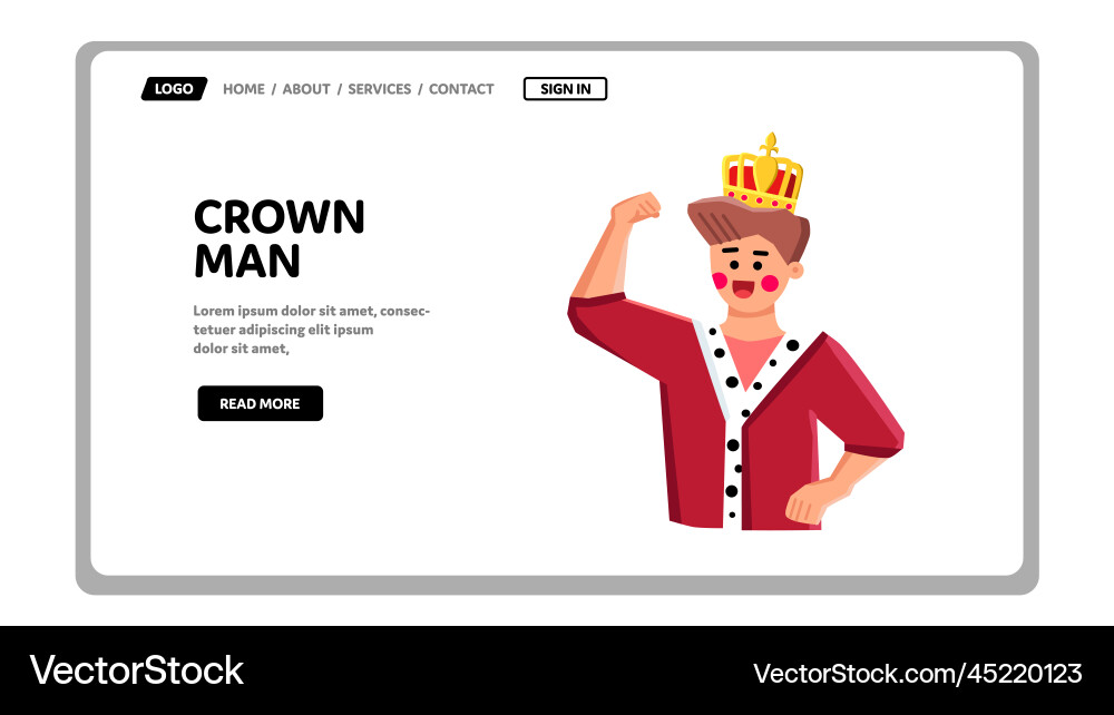 Crown man Royalty Free Vector Image - VectorStock