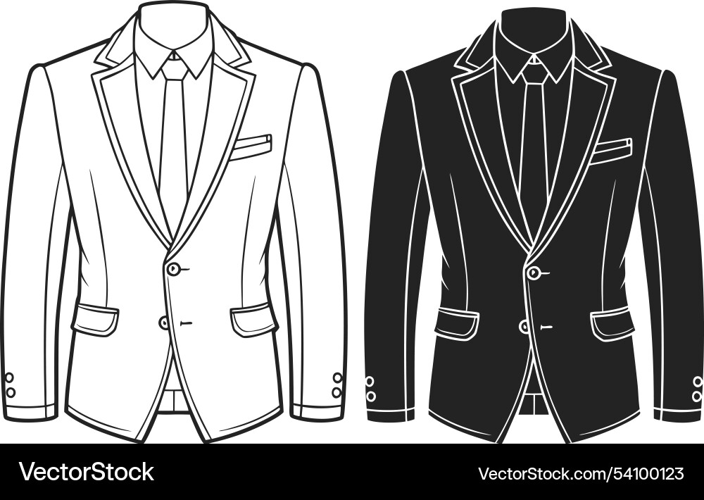 Different types of mens tailored suit Royalty Free Vector