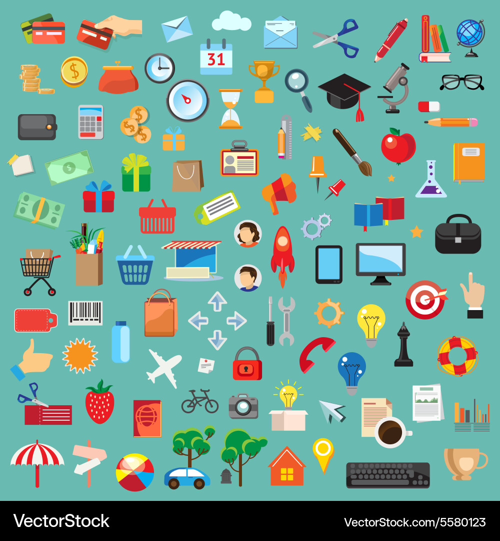 Flat Icon Set - Business & Utility Royalty Free Vector