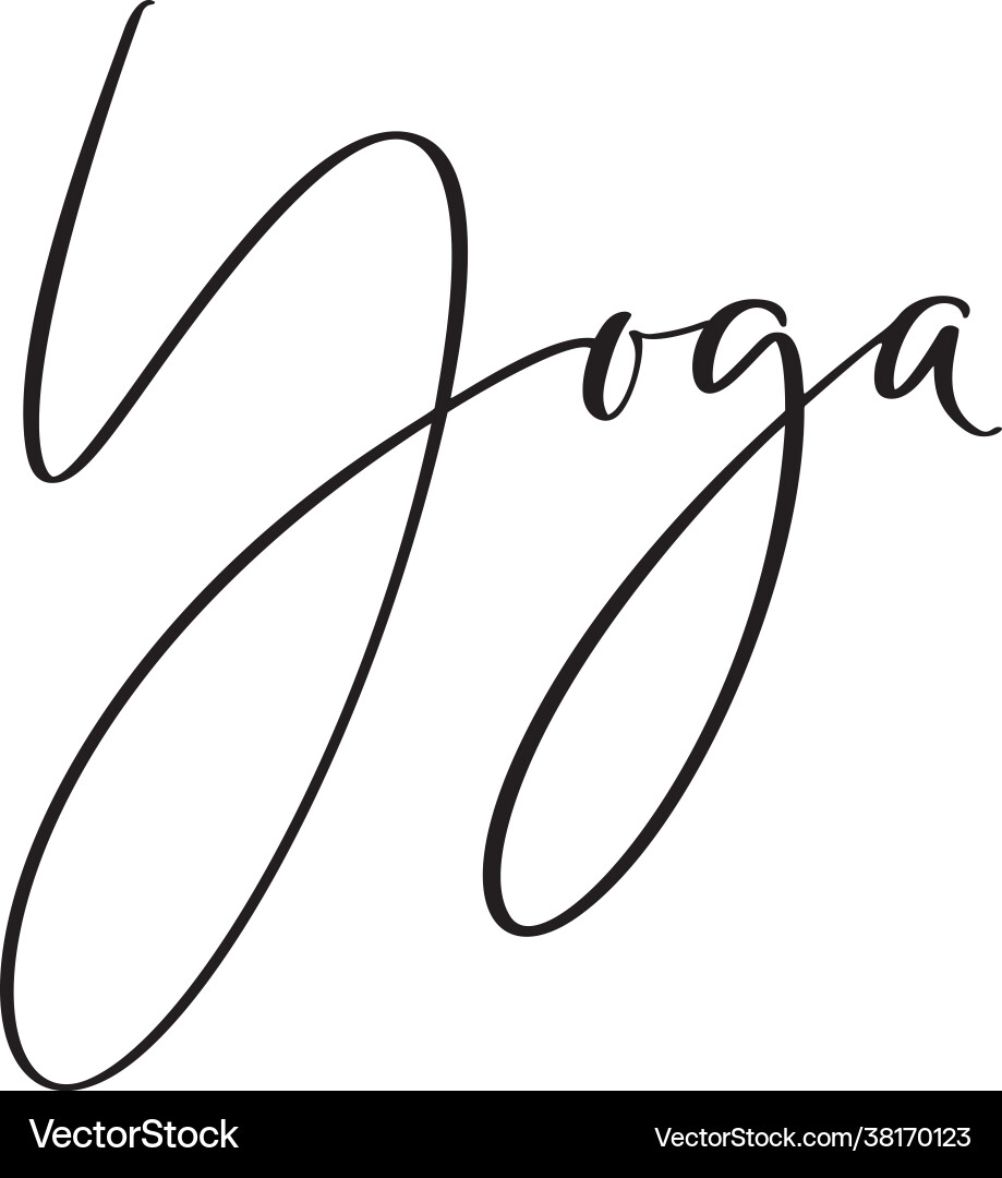 Handwritten text yoga hand Royalty Free Vector Image
