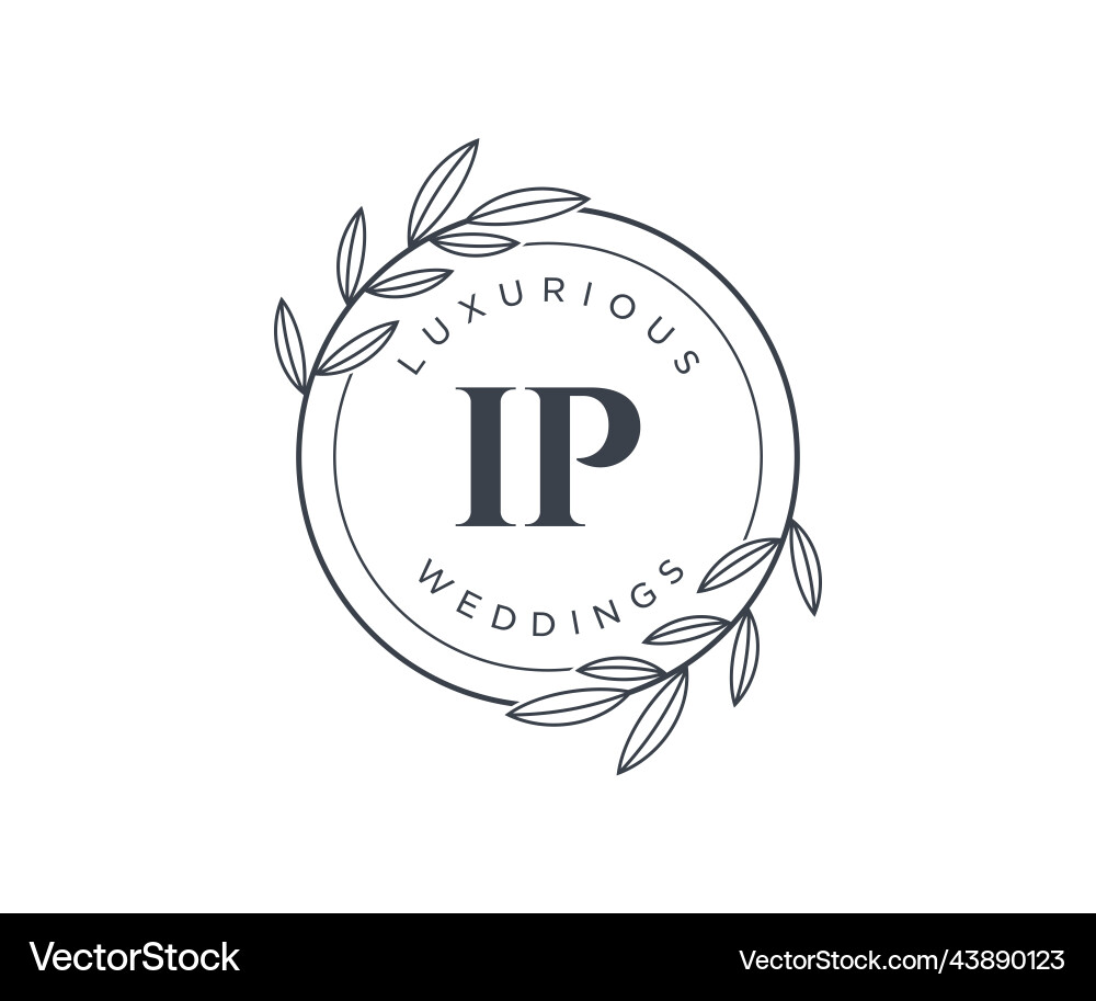 Ip initials letter wedding monogram logos Vector Image