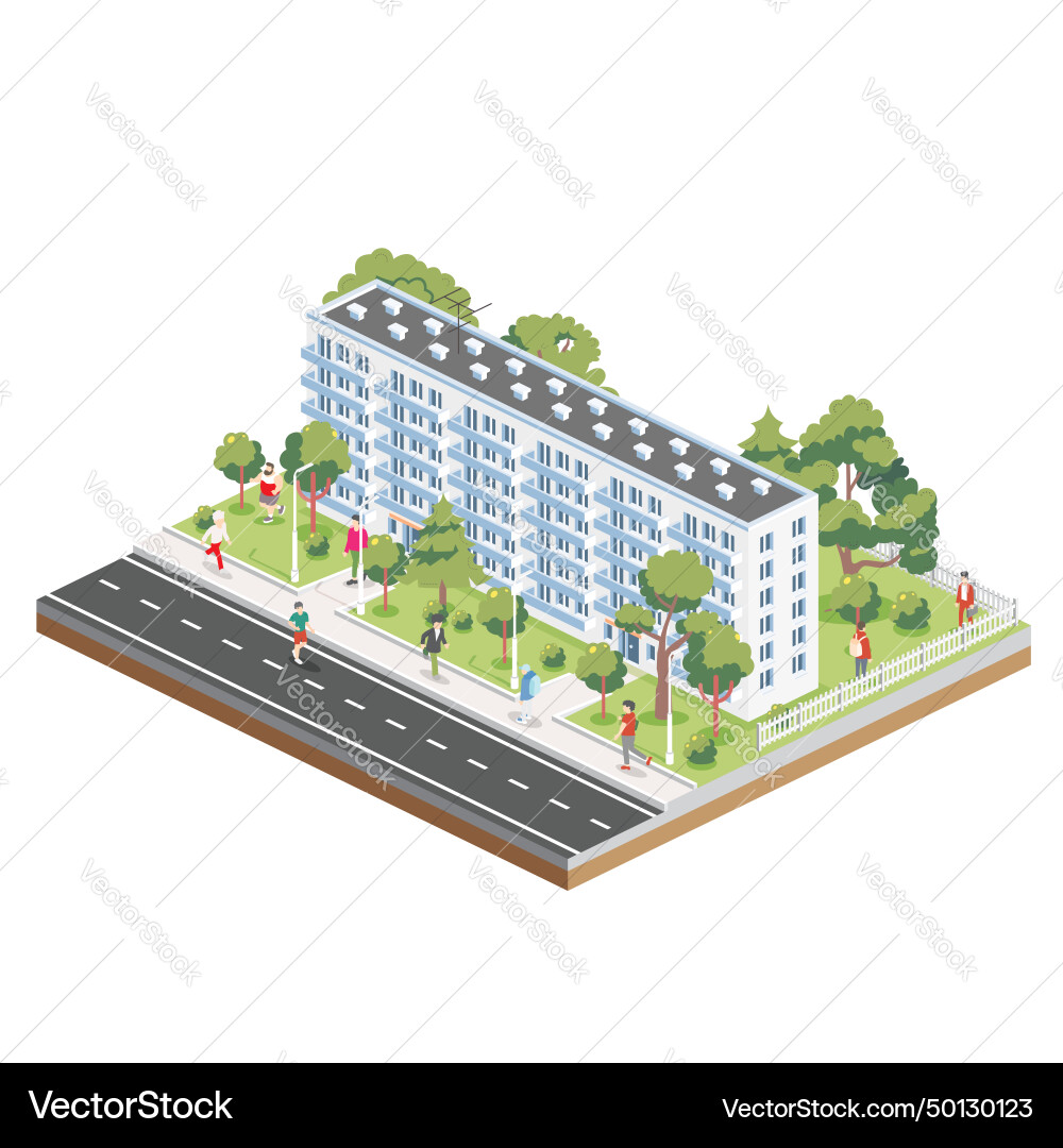 Isometric residential six storey building Vector Image