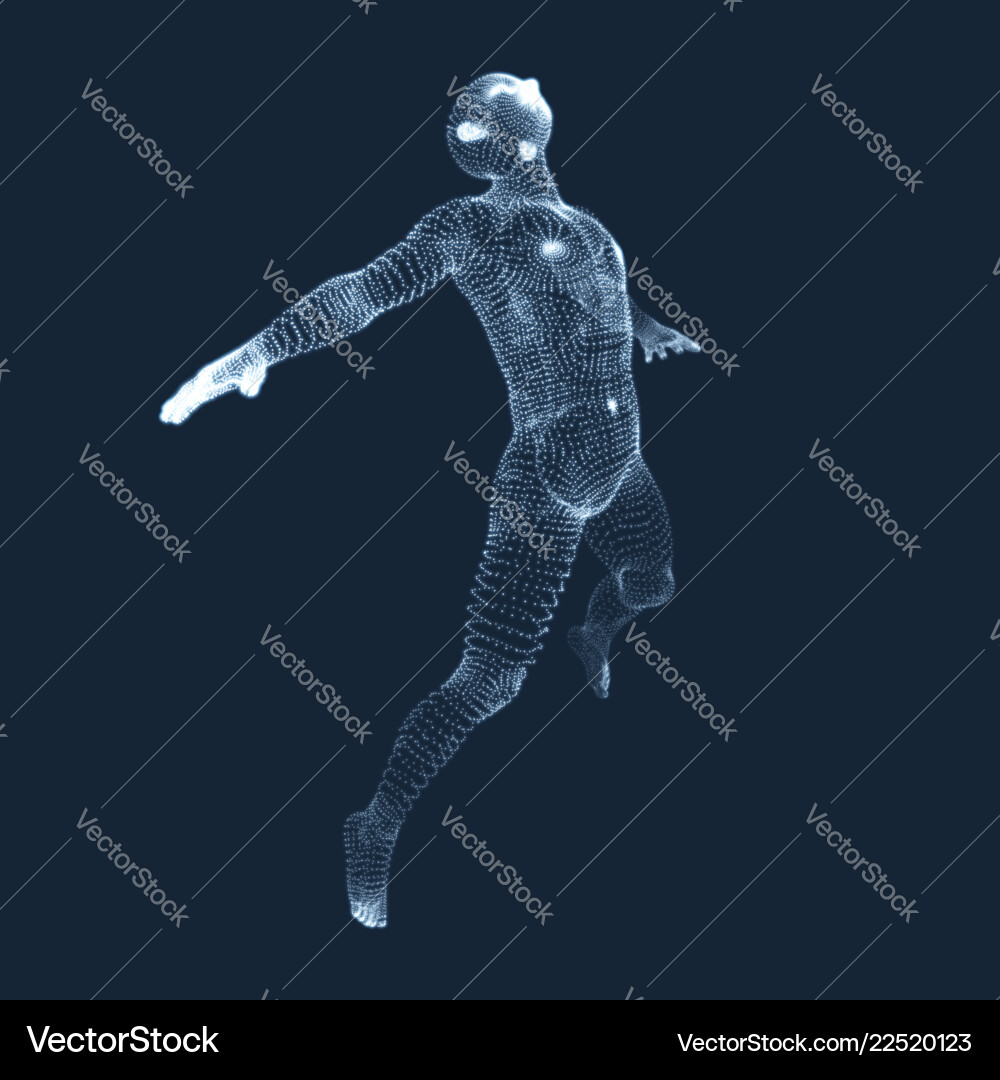 Jumping man 3d model of human body Royalty Free Vector Image