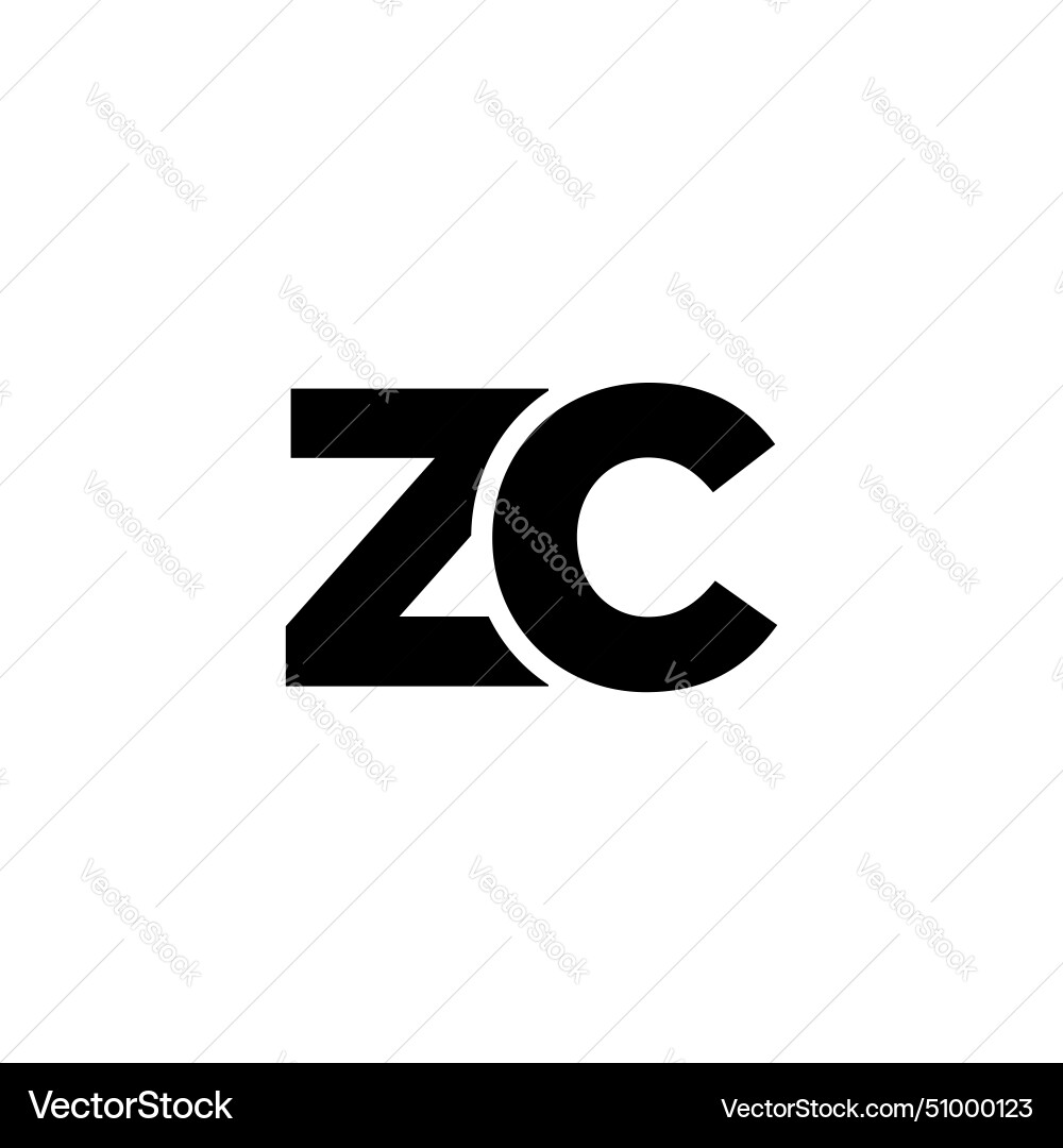 Letter z and c zc logo design template minimal Vector Image