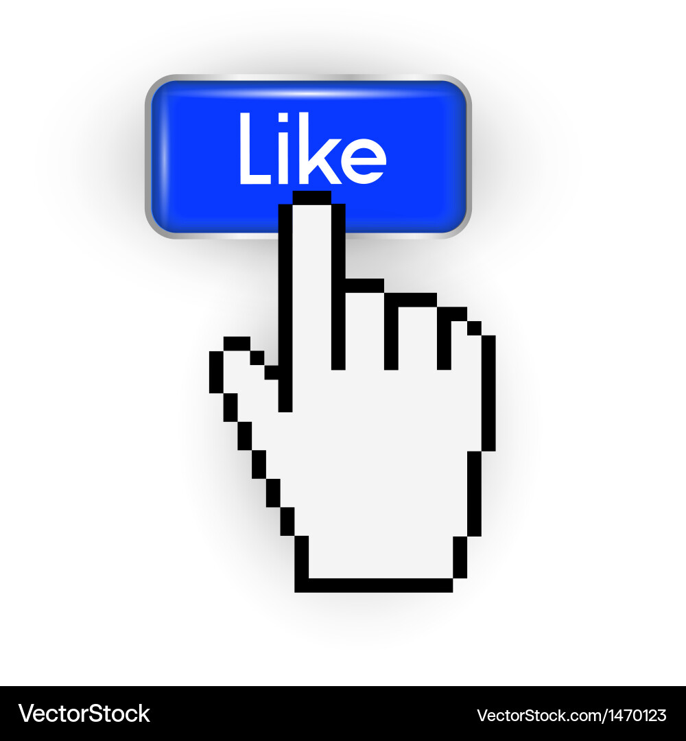 Like button and hand cursor – Royalty-Free Vector | VectorStock