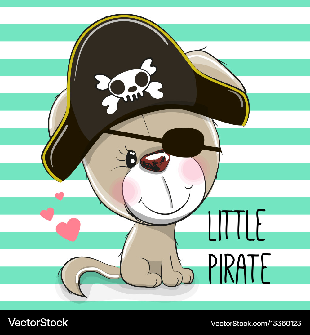 Little puppy pirate Royalty Free Vector Image - VectorStock