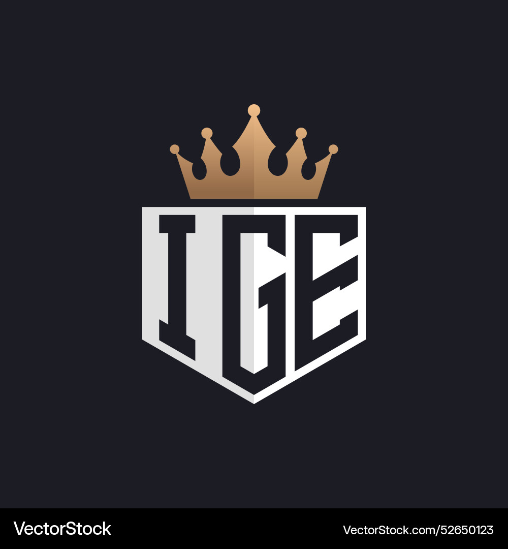 Luxury ige logo with crown elegant initials Vector Image