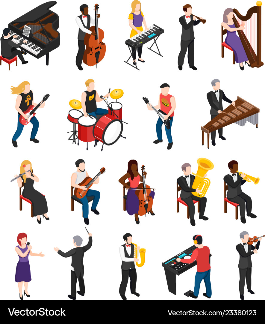 Musicians isometric people Royalty Free Vector Image