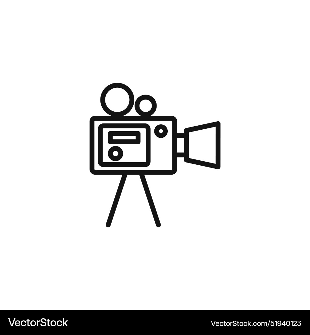 Old video camera icon logo sign outline Royalty Free Vector