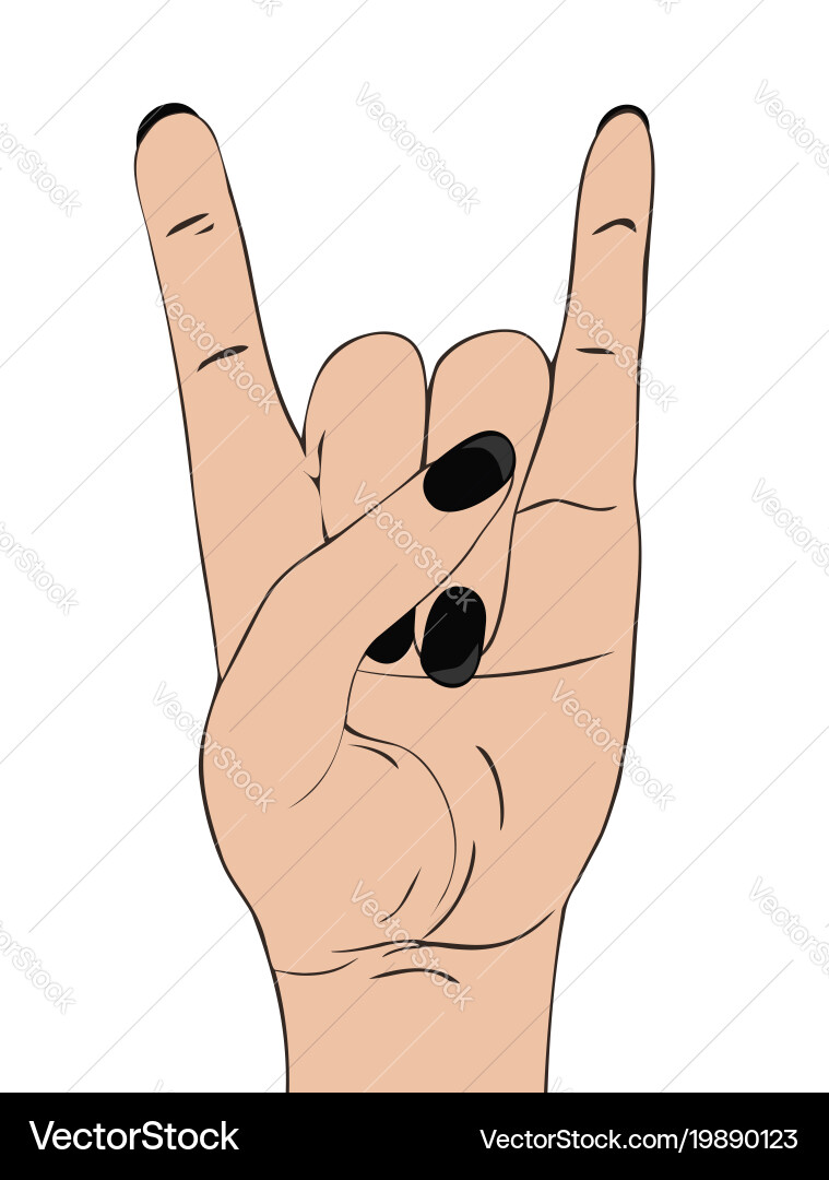 Rock-n-roll hand gesture on white background Vector Image