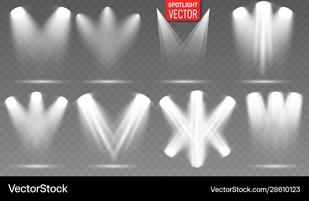 Set white spotlight Royalty Free Vector Image - VectorStock