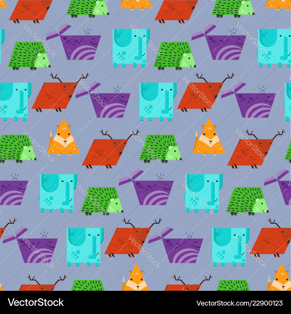 Textured kids pattern with cute geometric animals Vector Image