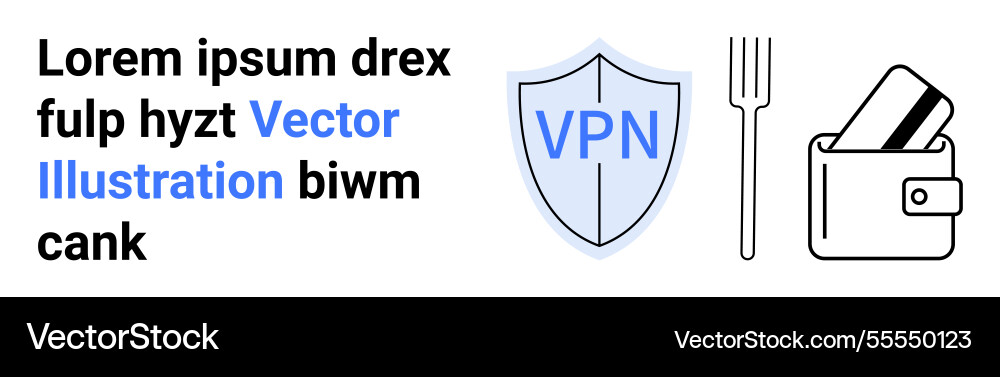 Vpn shield credit card in wallet and fork Vector Image
