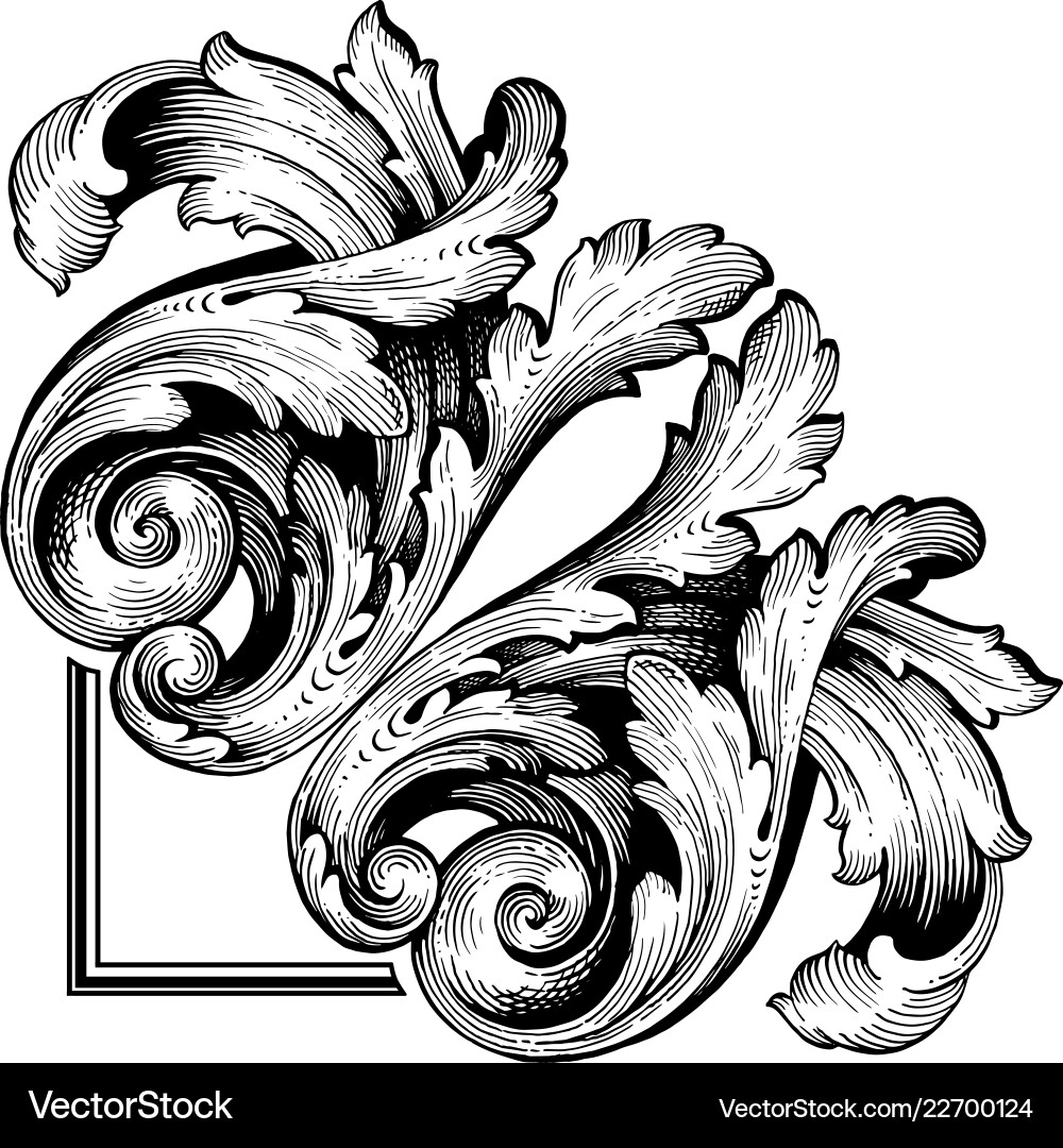 Baroque Ornate Floral Elements Royalty Free Vector Image