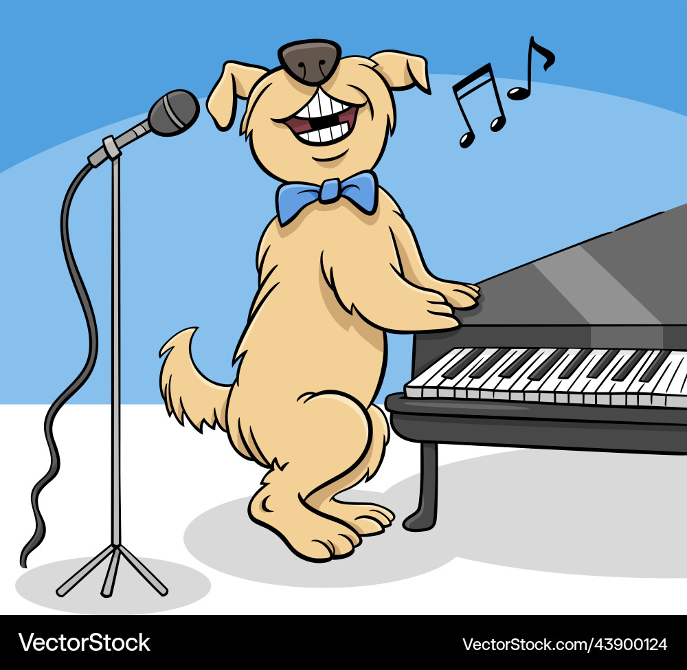 Cartoon dog comic animal character singing Vector Image