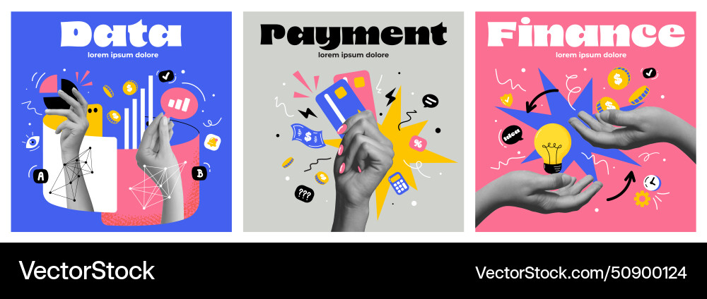 Collage poster design - business Royalty Free Vector Image