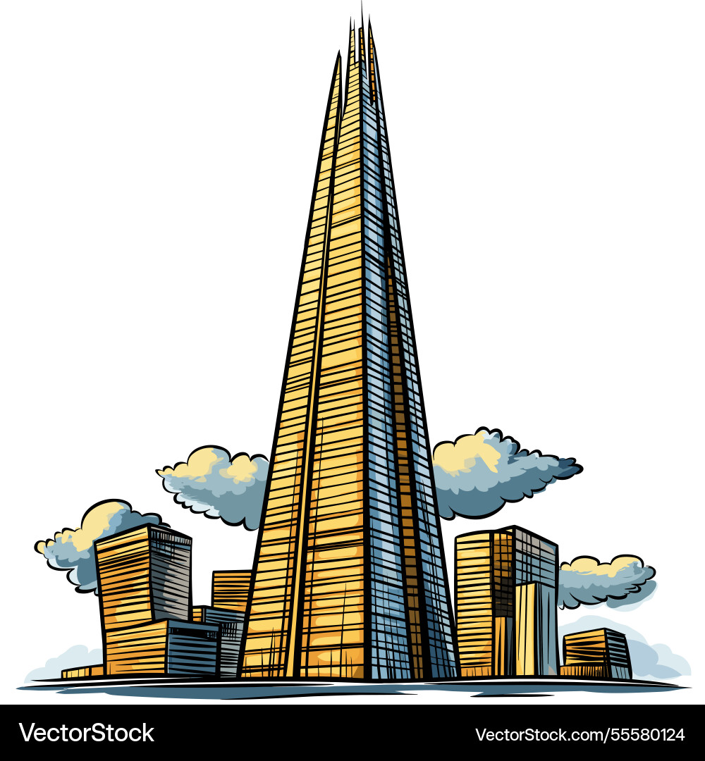 Comic hand-drawn of the shard skyscraper Vector Image