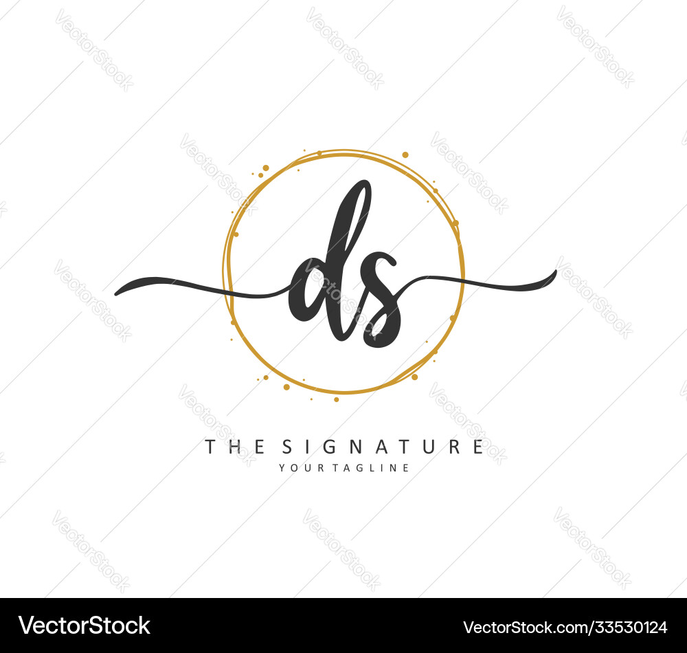 D s ds initial letter handwriting and signature Vector Image